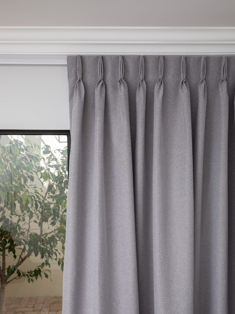 French Pleat Pinch Ready Made Curtains in Self lined 100% blockout Graphite - Studio 2000